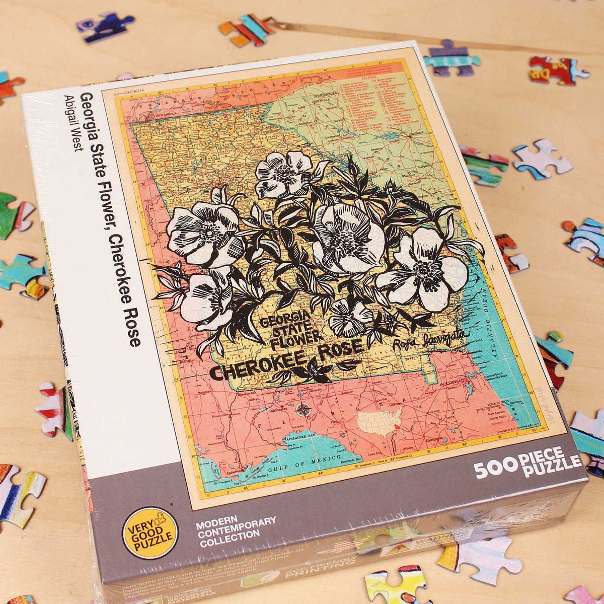 500 piece puzzle Georgia State Flower, Cherokee Rose by Abigail West ...